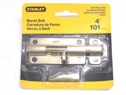 NEW! STANLEY 4" SLIDING BARREL BOLT SECURITY LOCKS, SATIN BRASS TONE ...