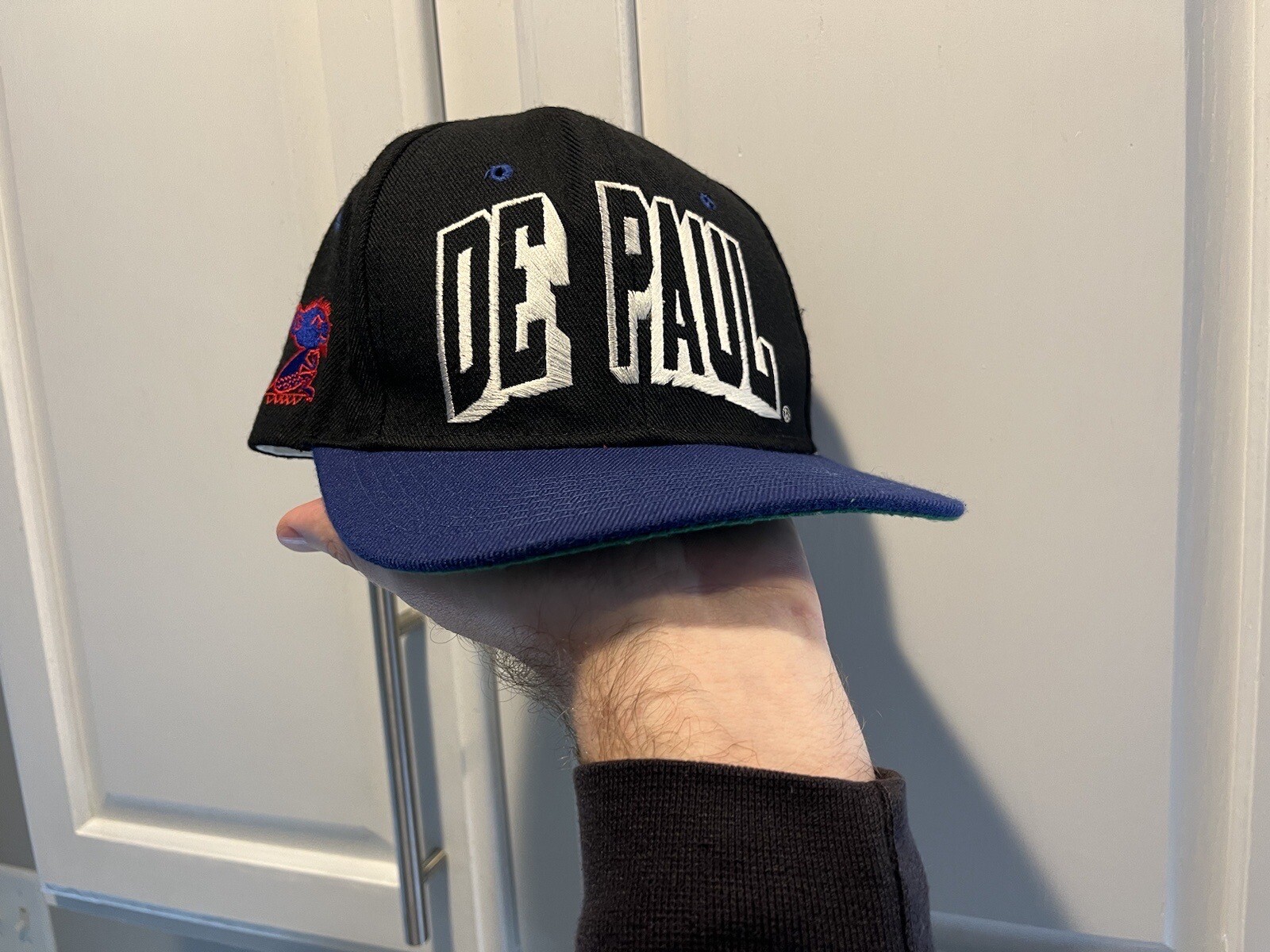 NOS Vintage DEPAUL UNIVERSITY Blue Demons Blue Snapback Hat Cap Boy 90s ...