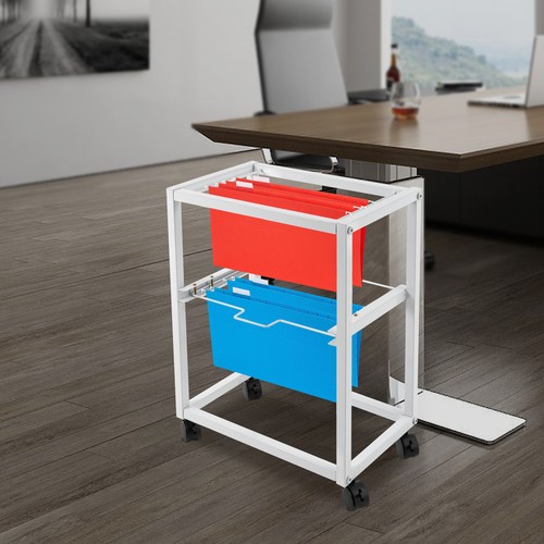 2 Tiers Rolling Folder Carts File Carts W/ Wheels Hanging Files Pull ...