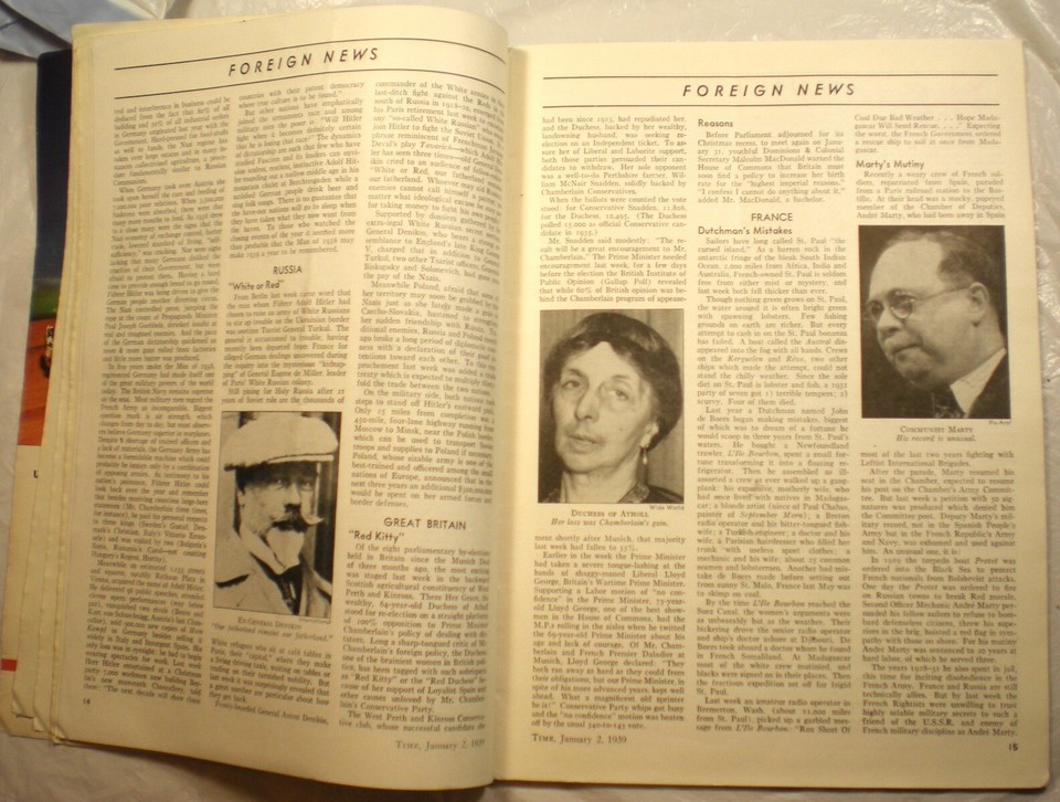 TIME MAGAZINE Adolf Hitler MAN OF THE YEAR 1938 Pre-WWII NAZI January ...