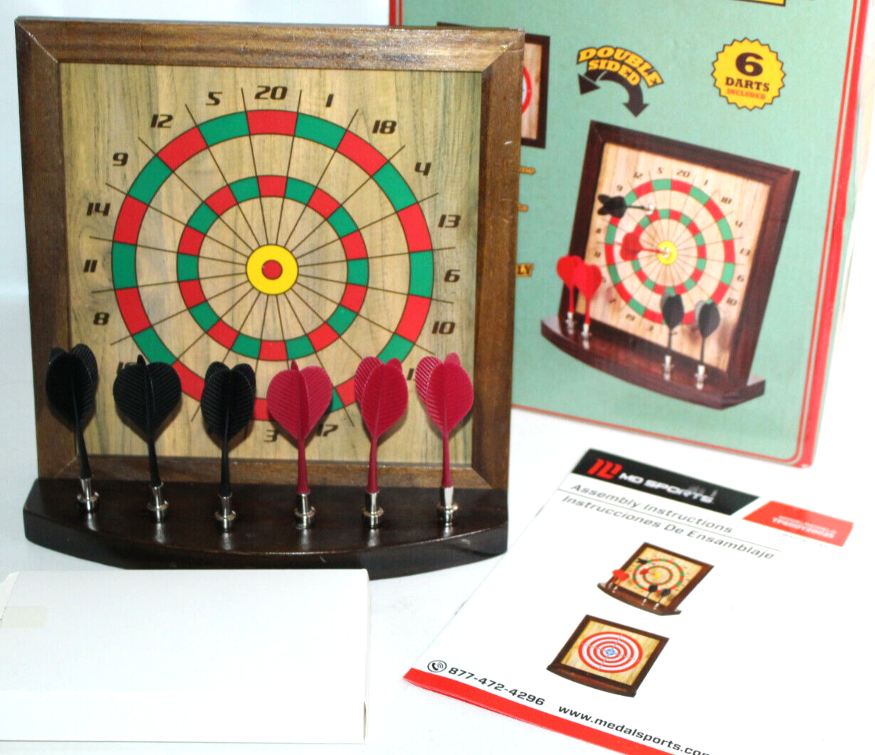 Barrington Table Top Magnetic Two Sided Dartboard Tabletop Games with 6 ...