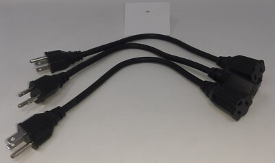 3 Unit Lot: 1 Ft 3-Prong Computer Power Cord Universal PC Power Cable ...