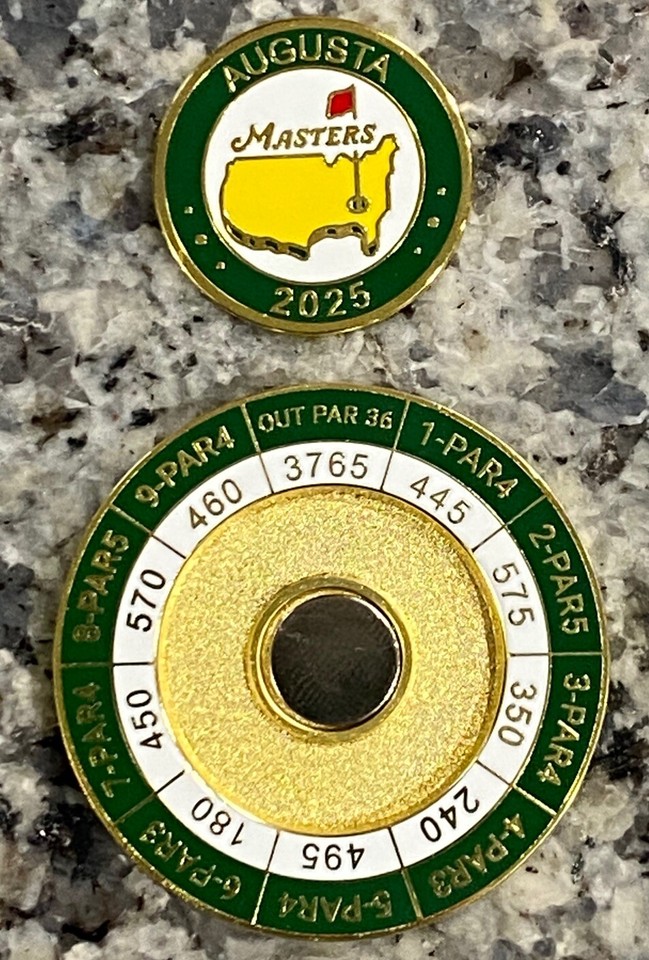 The Masters 2025 Coin with Ball Marker & Augusta National Yardages | eBay