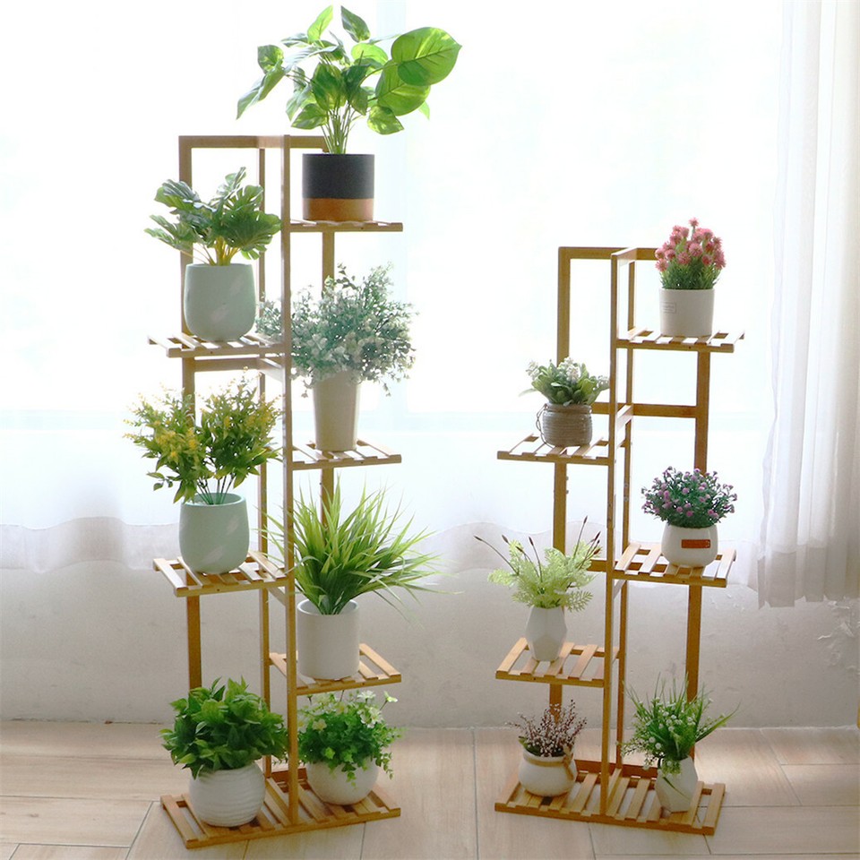 Multi-tiers Wood Plant Stand Corner Ladder Flower Rack Display Shelf In ...