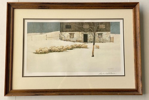 Robert Bateman Winter Barn Sheep Hand Signed Lithograph Framed Numbered ...