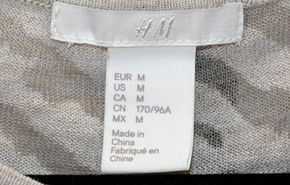 H&M Tan Sheer Animal Print Long Sleeve Pullover Top Size M RN#101255 | eBay