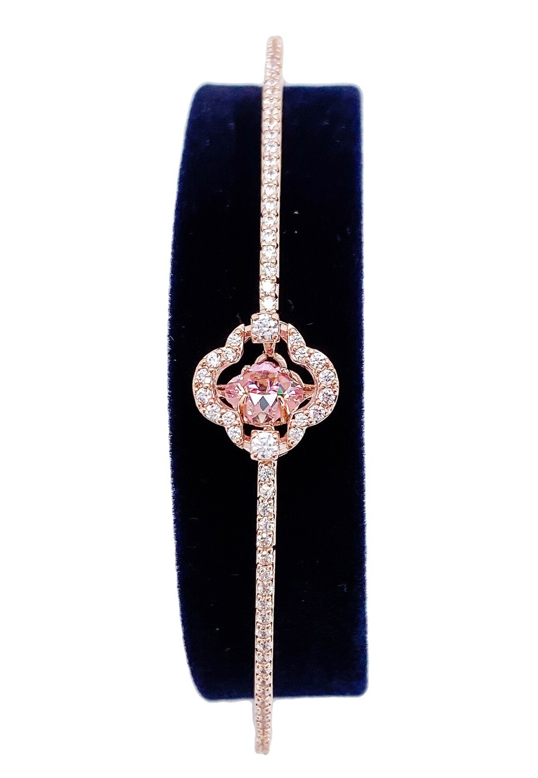 New SWAROVSKI Rose Gold Sparkling Dance Pink Clover Bangle Bracelet ...