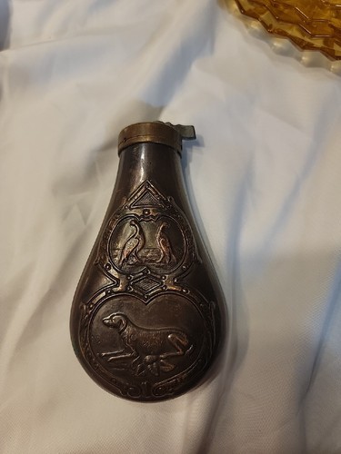 Copper Black Powder Shot Flask Gun Dog & Pheasants 1900s Hunting | eBay