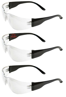 3 Pair/Pack ERB iProtect Glossy Black Frame Clear Lens Safety Glasses ...
