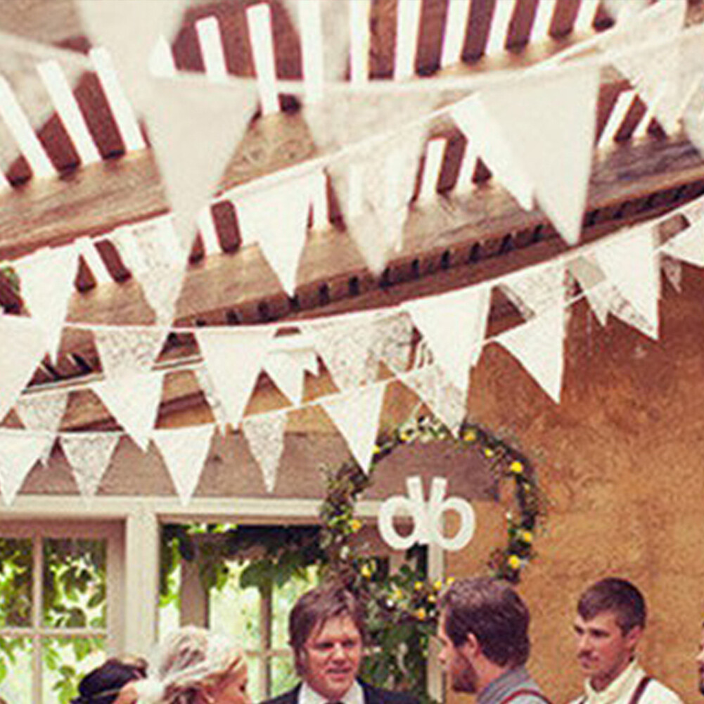 10 Flags Lace Vintage Party Wedding Pennant Bunting Banner Decor | eBay