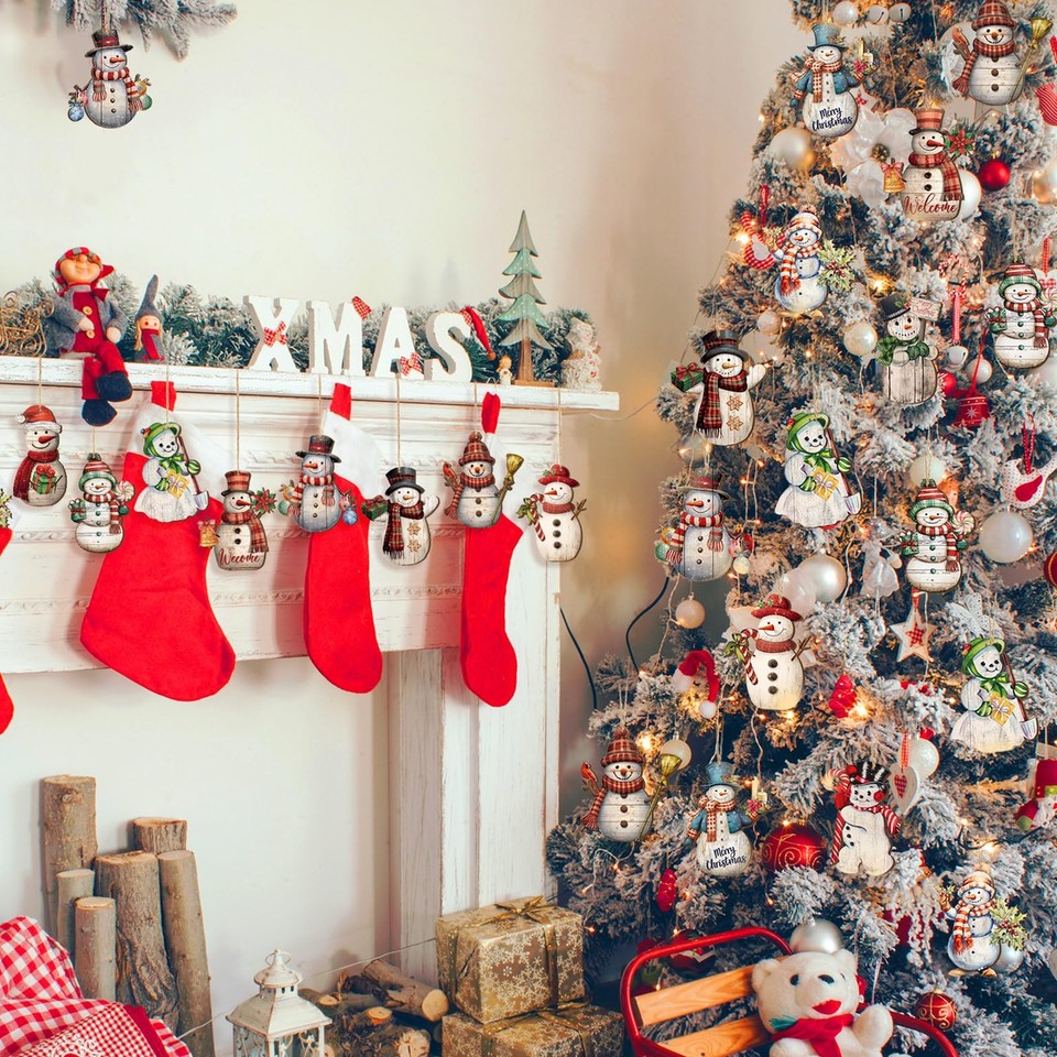 36 Pcs Christmas Winter Snowman Ornaments for Tree Snowman Christmas Decorati... | eBay