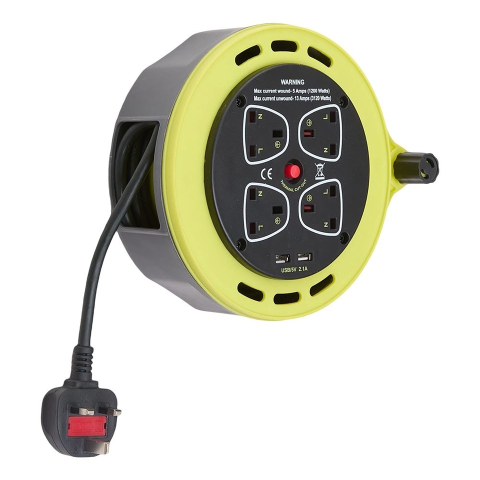 Extension Cable 5M/10M/15M/25M/50M 4 Socket Gang Way Extension Reel ...