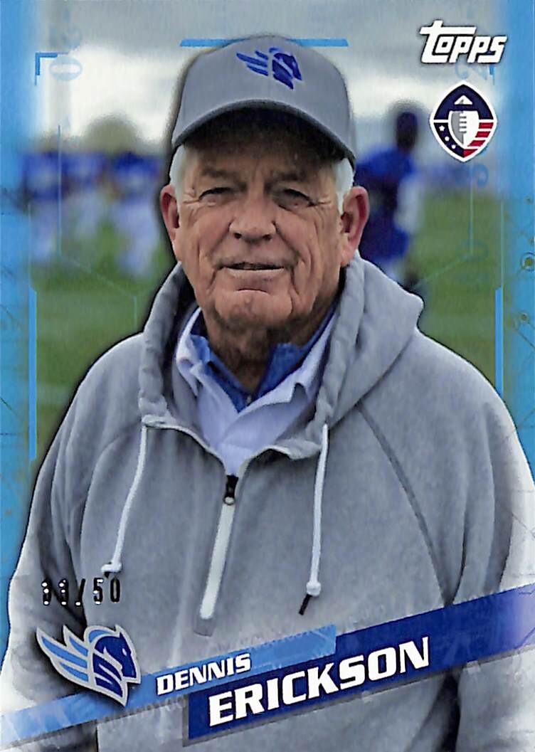 2019 Topps Alliance of American Football AAF Blue #67 Dennis Erickson ...