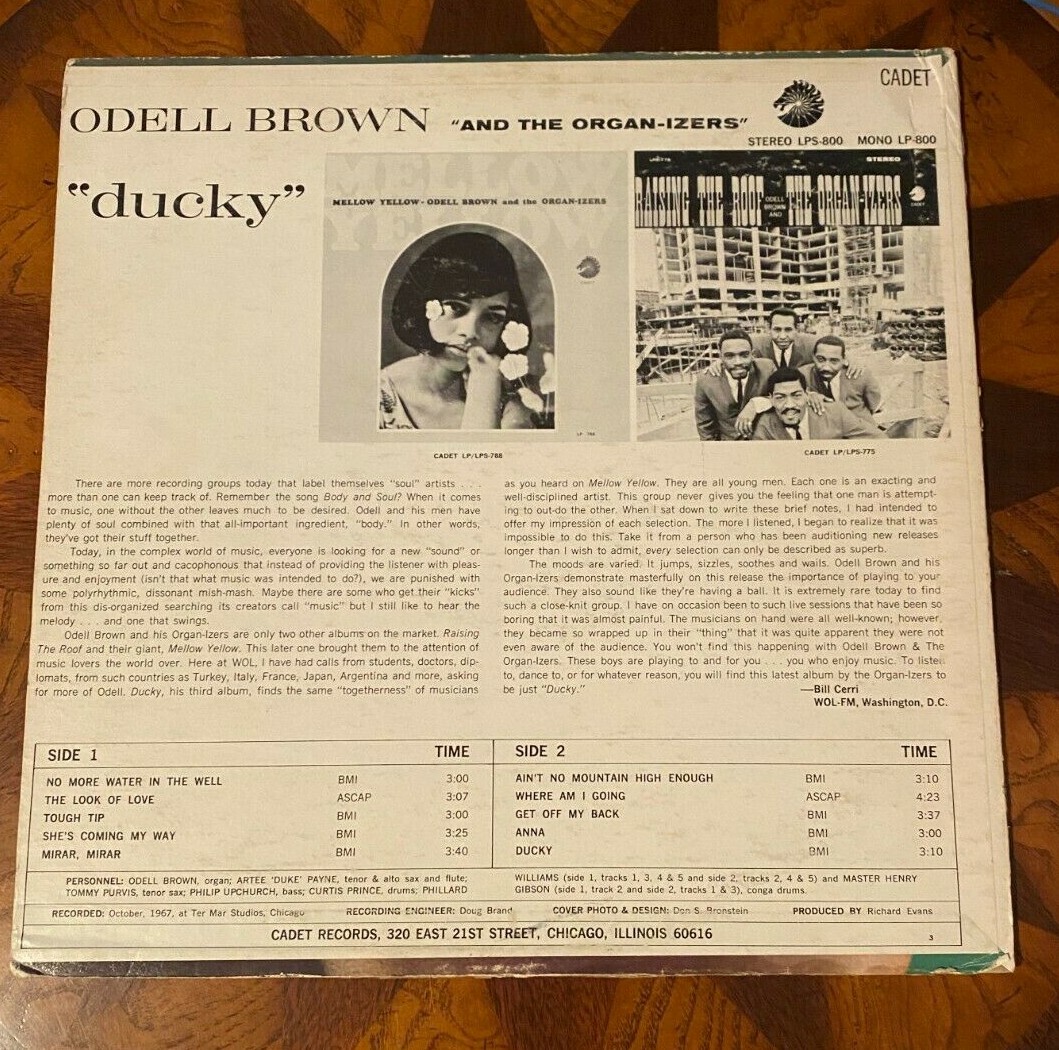 ODELL BROWN & The Organizers - Ducky ~ CADET 800 {orig} w/Upchurch ...