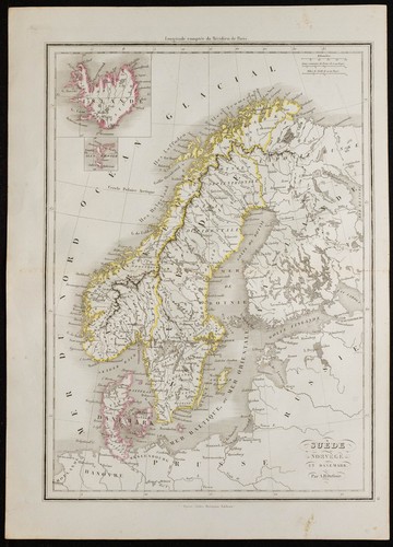 1850 - Sweden, Norway, Denmark, Iceland - Antique Map - Dufour | eBay