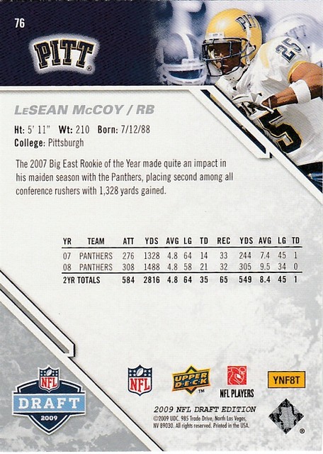 2009 Upper Deck Draft Edition - #76 LeSean McCoy (RC) for sale online ...