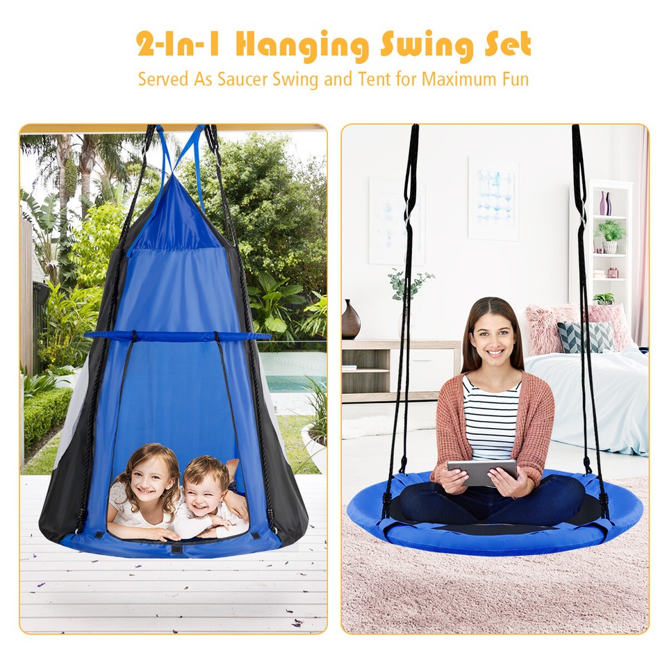 40" Kids Hanging Chair Swing Tent Set Hammock Nest Pod Seat Blue | eBay