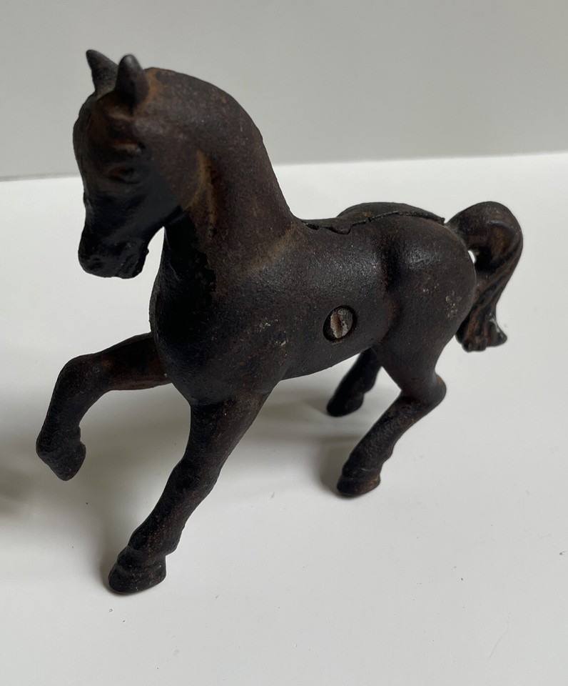 Rare Vintage Cast Iron Beauty Horse Coin Bank & Prancing Cast Iron ...