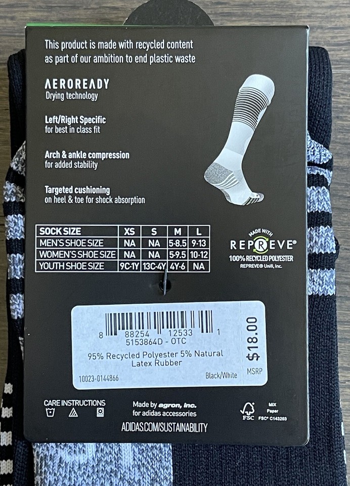 Adidas Team Speed Soccer OTC Socks - Size L - NWT - Black / White | eBay