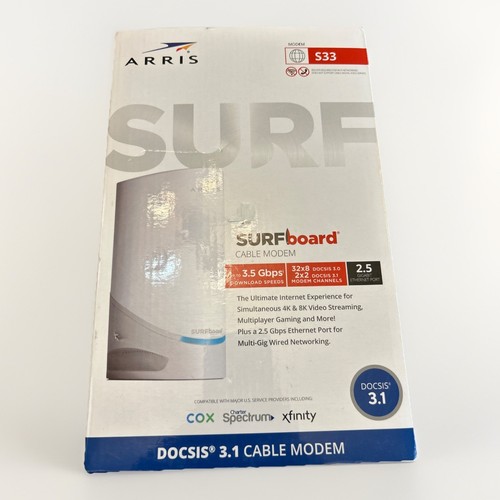 ARRIS S33 SURFboard DOCSIS 3.1 Multi-Gigabit Cable Modem 2.5 Gbps ...