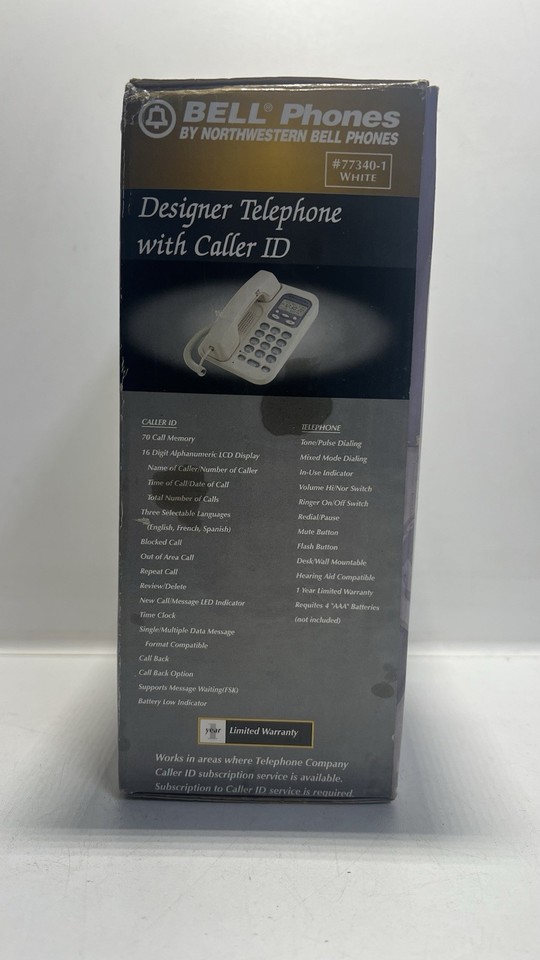 Northwestern Bell 77340 White Designer Telephone with Caller ID New ...