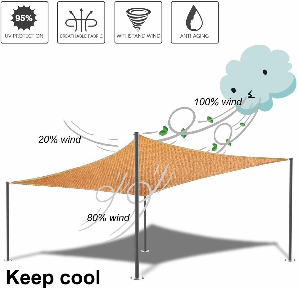 Sun Shade Sail Canopy Rectangle Sand Uv Block Sunshade For Backyard ...