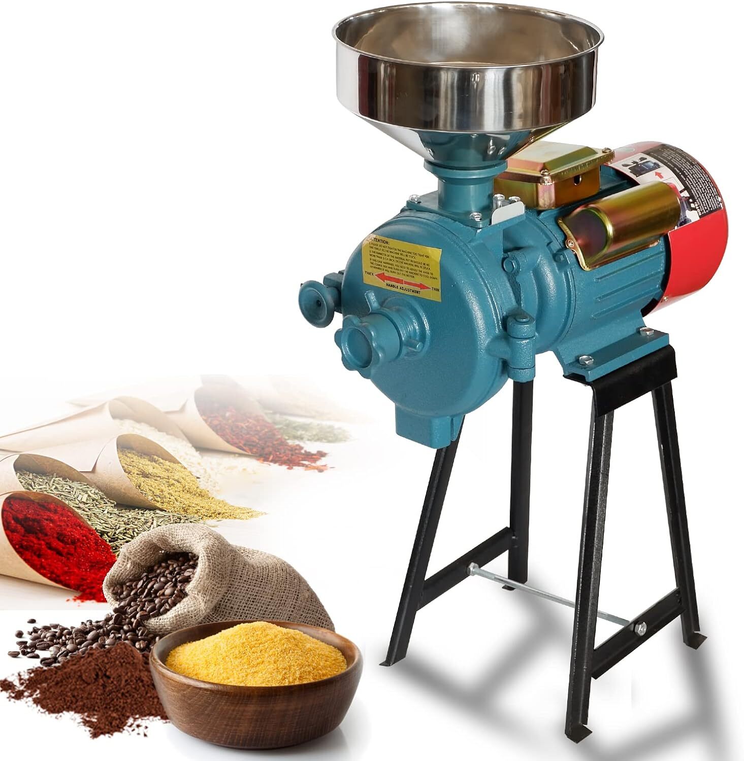 3000W Electric Grain Mill Grinder Commercial Electric Feed Miller Dry ...