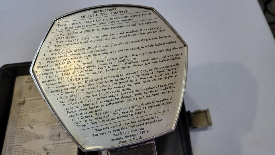 Select-A-Test Engine Tester Analyzer Vintage Auto Kal-Equip USA | eBay