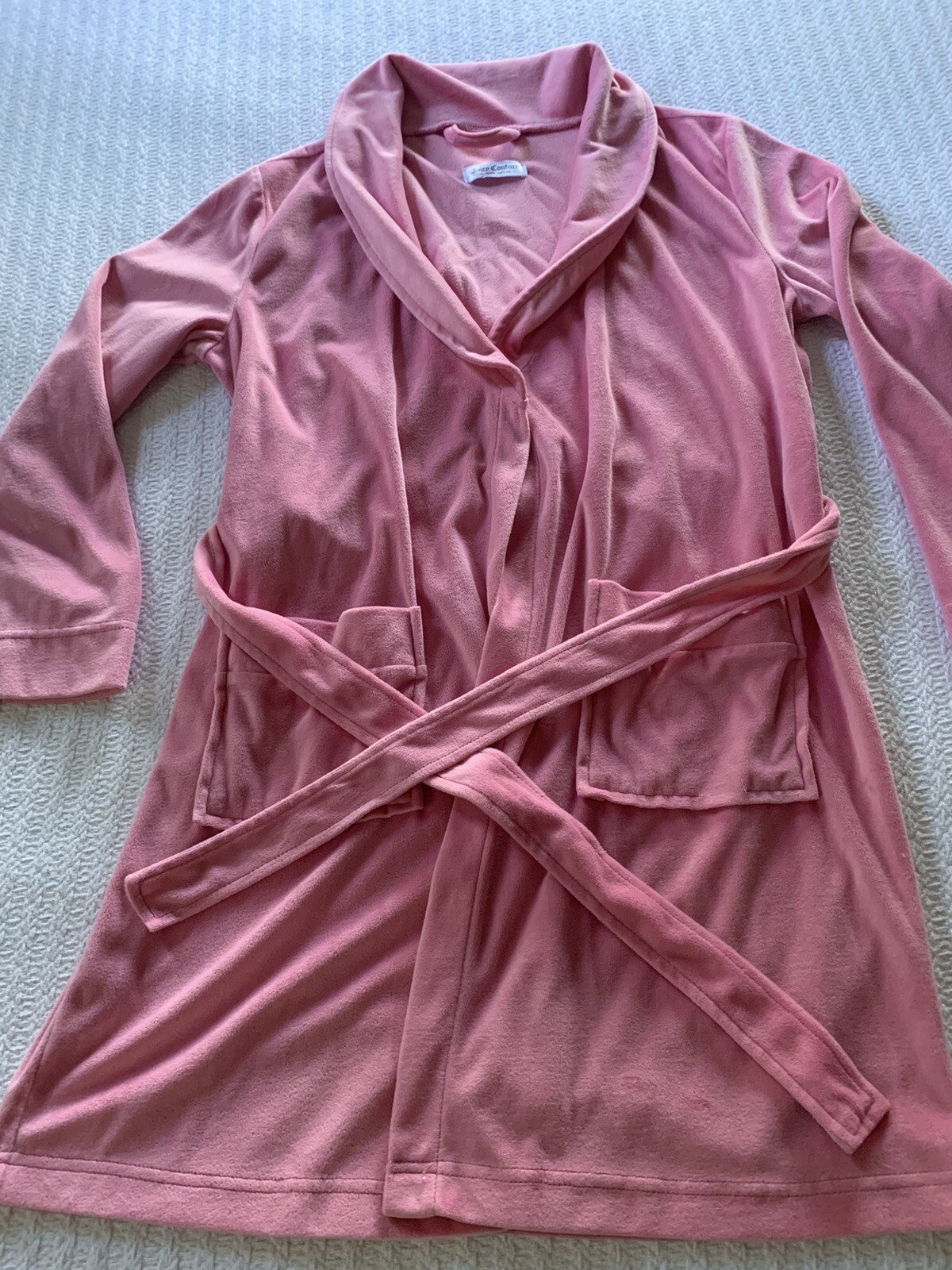 Iconic Juicy Couture Y2K Robe Top Pink Velvet Gold Gl… - Gem