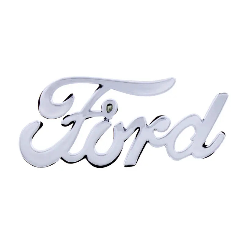Universal Chrome Vintage Style 3M Stick-On Push On Ford Script Licensed ...