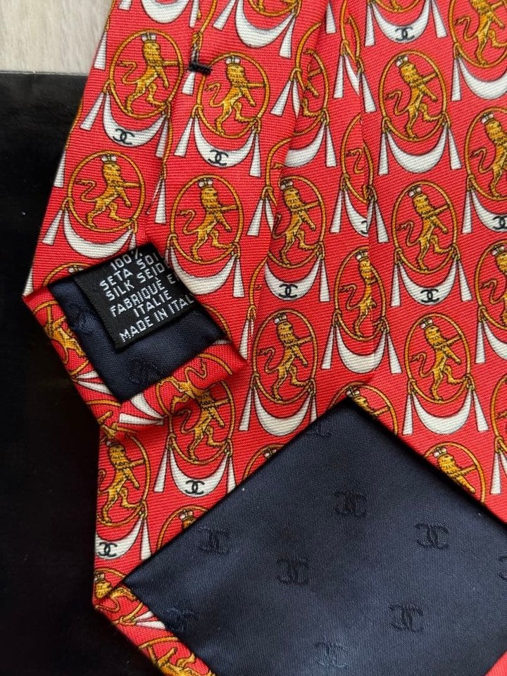 CHANEL COCO Tie silk Geometric pattern authentic used in Japan 1220 | eBay