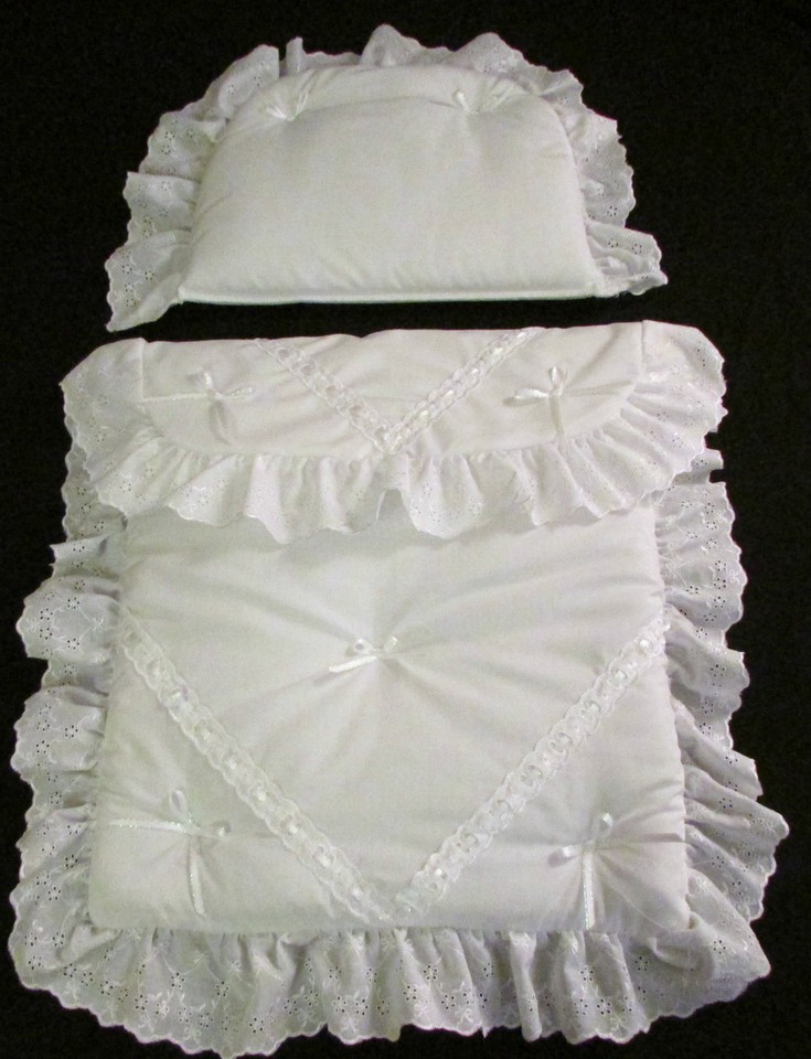 COACH BUILT PRAM BEDDING SET + MATTRESS for Silver Cross Dolls Oberon ...