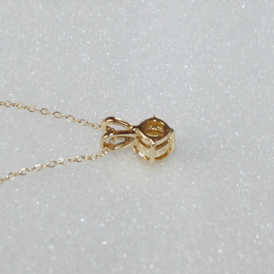 Canary Yellow Austrian Zircon Solitaire Necklace 14k Yellow Gold/925 SS ...