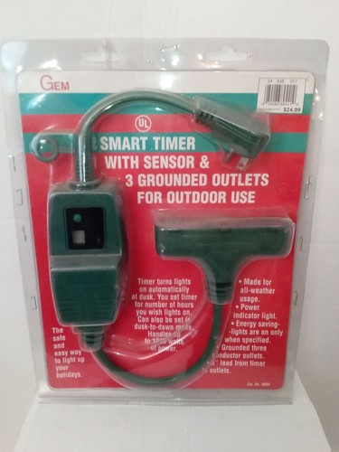 Gem - Smart Timer with Sensor and Three Grounded Outlets for Outdoor ...