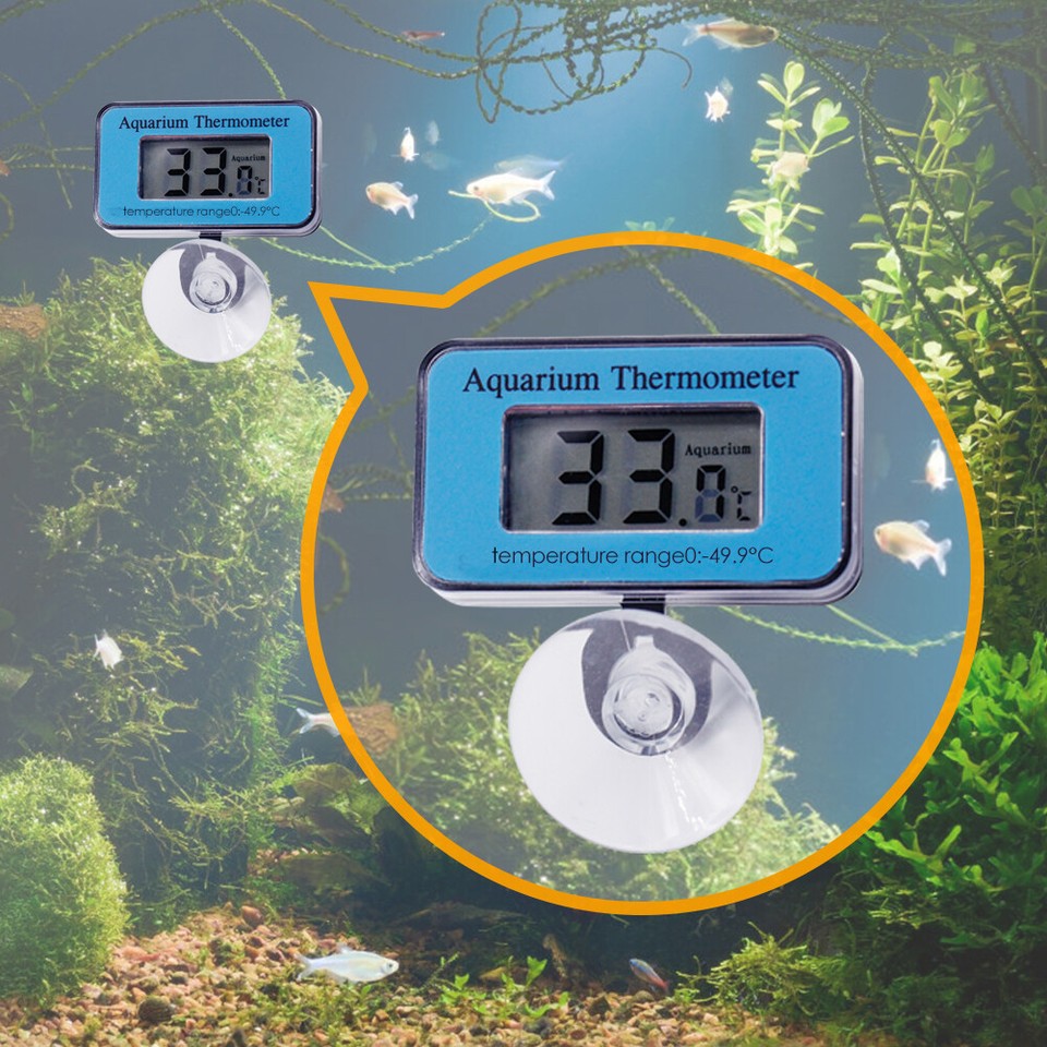 LCD Digital Fish Tank Aquarium Thermometer Suction Submersible Water ...