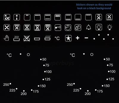 White Print Combo 44pc Symbols & 50-250 Degree Oven Dial Switch Stove ...