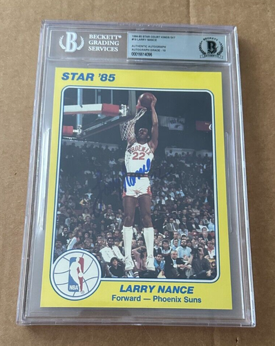 LARRY NANCE SIGNED 5X7 1985 STAR CARD AUTO GRADE 10 BECKETT BAS ...