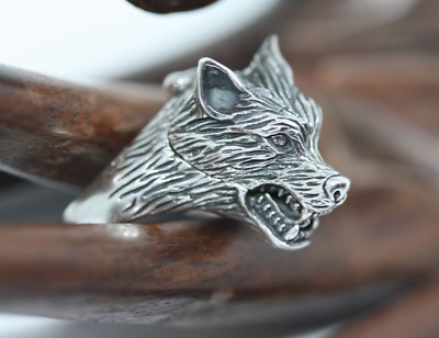 Stunning Statement 3D Realistic Wolf Poison Ring 925 Sterling Silver ...