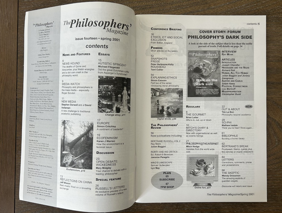 The Philosophers' Magazine (2001) Midgley, Spinoza & Autism, Bertrand ...