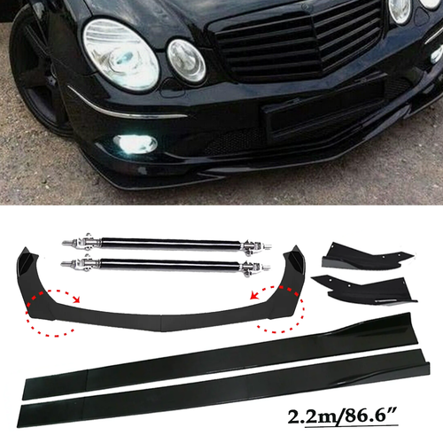 For Mercedes-Benz W211 Front Bumper Lip Spoiler+86.6" Side Skirt Body ...
