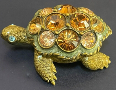 Jay Strongwater Brown/Green Pave Shell Turtle Box NEW | eBay