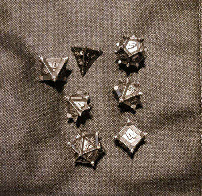 DnD Gaming 7 dice set Viridian Silver Caltrops | Spikey, Mine-like | eBay