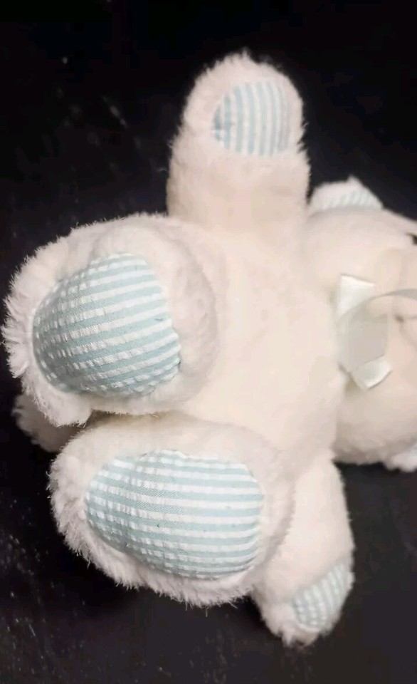 Vintage 1991 Luv N Care White Teddy Bear Plush With Blue & White ...