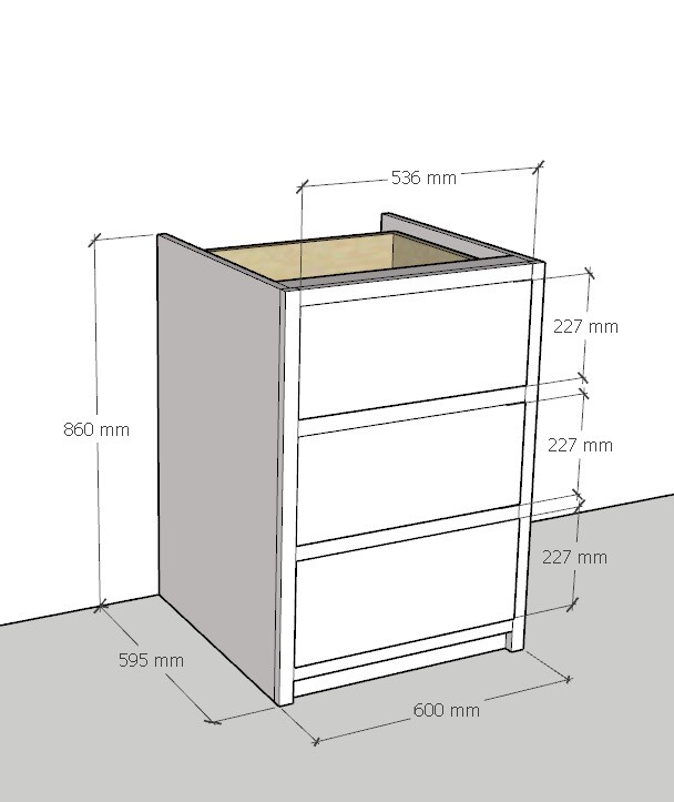 Pine Traditional Style 3 Drawer Kitchen Base Unit 600mm wide | eBay UK