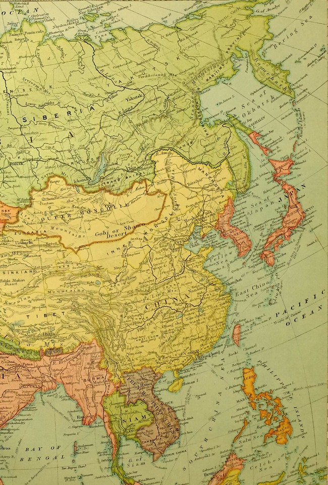 1922 MAP ASIA & EUROPE ARABIA PERSIA INDIA SIBERIA TIBET MONGOLIA CHINA ...