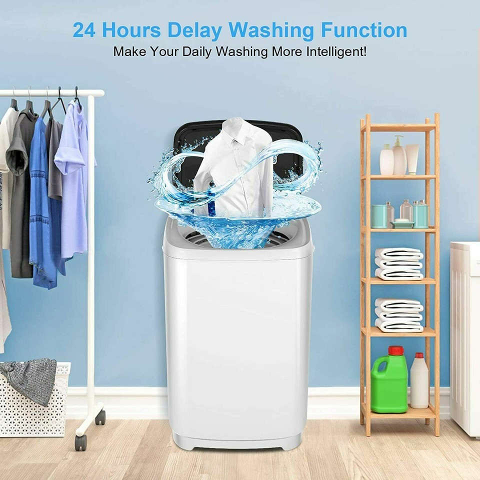 17.6lbs 2 IN1 Auto Washing Machine Set Portable Compact Laundry washer ...