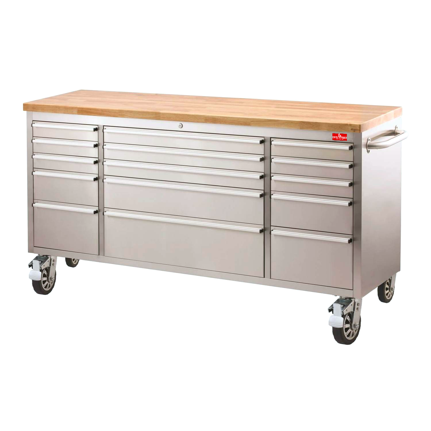 CRYTEC POWER 72in Stainless Steel 15 Drawer Work Bench Tool Box Chest ...