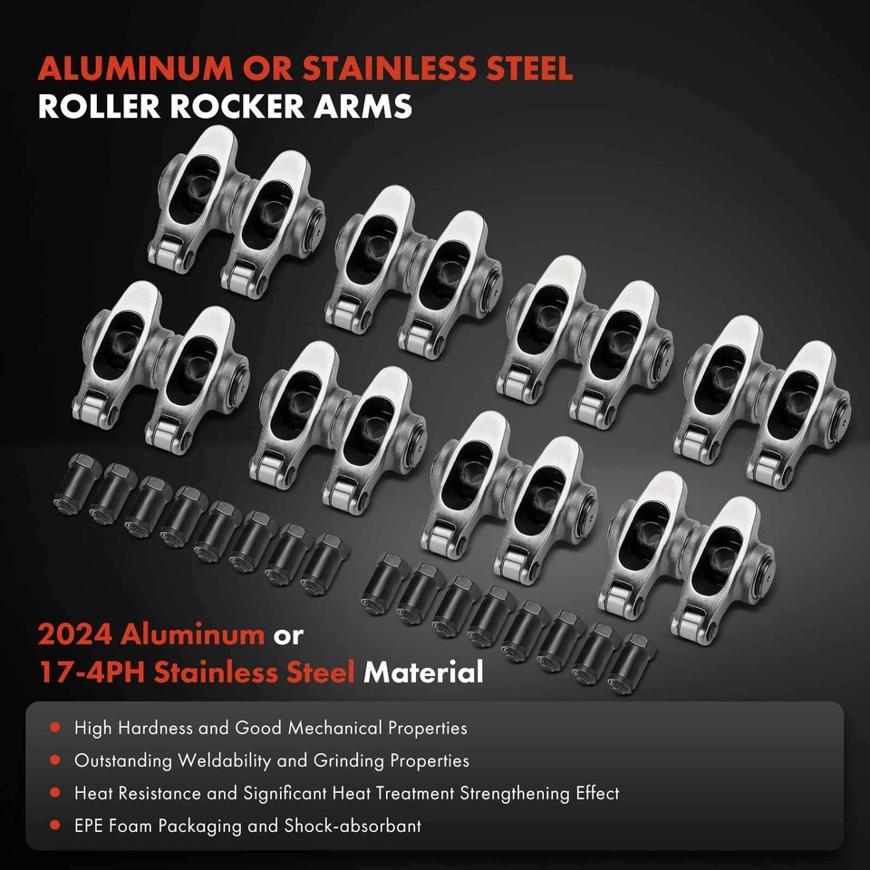 17-4PH Stainless Steel Rocker Arm for Chevy SBC 350 1.6 Ratio 3/8" Self ...