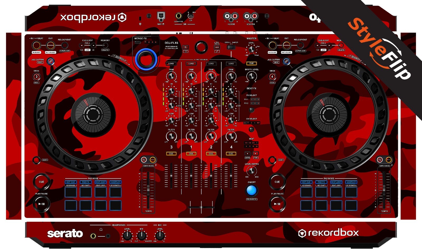Pioneer DDJ-FLX6 GT Skin | Camo Red | Protective Decal | StyleFlip ...
