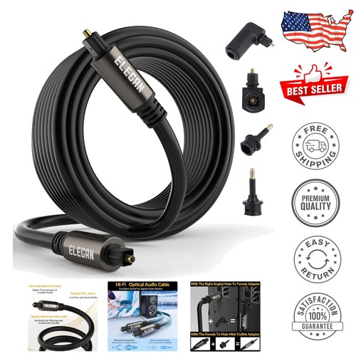 High-Performance 150 Ft Digital Audio Toslink Cable with Mini Toslink ...